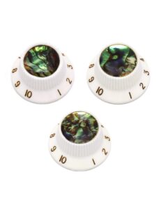 rubatone guitar knobs abalone top speed control knobs 6mm shaft pots volumn tone knobs compatiable with strat stratocaster electric guitar set of 3pcs.