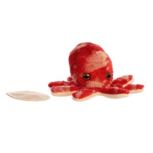 aurora® adorable shoulderkins™ alex octopus™ stuffed animal - on-the-go fun - interactive play - red 5 inches