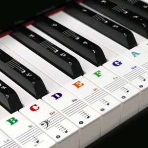 transparent removable piano keyboard stickers thin with colorful bigger letter used for 88/61/54/49 keys for piano beginner learning kids