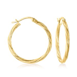 ross-simons italian 14kt yellow gold twisted hoop earrings