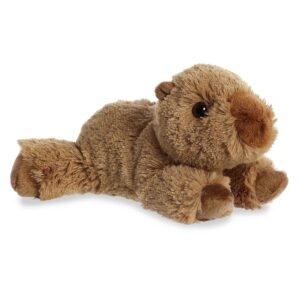 aurora® adorable mini flopsie™ charlie capybara™ stuffed animal - playful ease - timeless companions - brown 8 inches