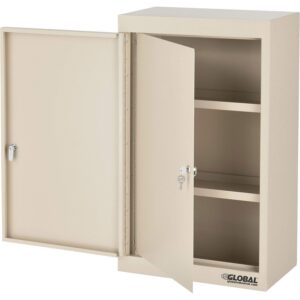 global industrial 18"w x 10"d x 30"h large narcotics cabinet, double door/double lock, beige