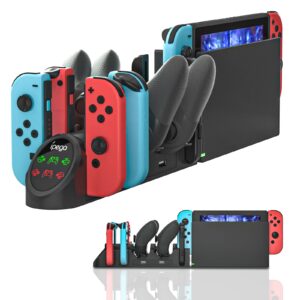 charging dock for nintendo switch, charging station for nintendo switch joy cons and nintendo switch pro controllers with led indicator