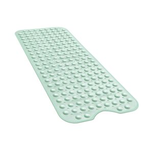 yinenn bath and shower safety mats 40x16 inch, non slip with suction cups for bathroom stall and tub floor, extra large and machine washable, drain holes keep bathtub clean, light green