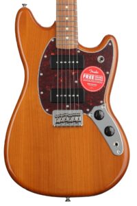 fender player 90 mustang electric guitar, with 2-year warranty, aged natural, pau ferro fingerboard