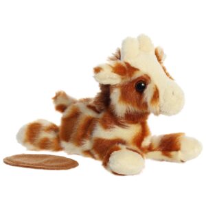 aurora® adorable shoulderkins™ jules giraffe™ stuffed animal - on-the-go fun - interactive play - brown 6 inches