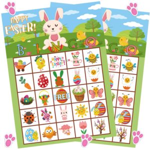 funnlot easter games for party easter bingo game for kids with 24 players easter party supplies for family classroom activities