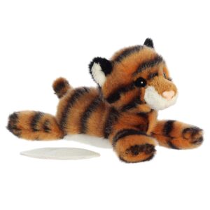 aurora® adorable shoulderkins™ taylor tiger™ stuffed animal - on-the-go fun - interactive play - brown 6 inches