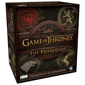 game of thrones trivia game expansion: season 5-8 - over 1200 new questions! ages 14+, 2-5 players, 30-60 minute playtime, made by fantasy flight games