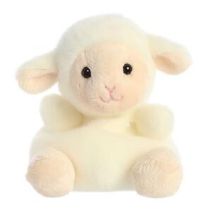 aurora® adorable palm pals™ woolly lamb™ stuffed animal - pocket-sized play - collectable fun - white 5 inches