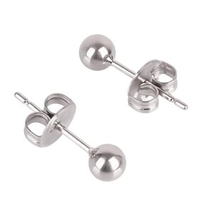 vgaceti 3mm 4mm hypoallergenic pure titanium ball post stud earrings for sensitive ears in multiple colors for women men high polished (shiny grey diameter:4.0mm)