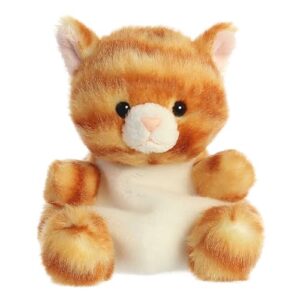 aurora® adorable palm pals™ meow kitty™ stuffed animal - pocket-sized play - collectable fun - orange 5 inches