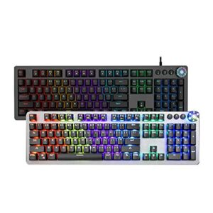 feeling-one gaming keyboard, colorful rainbow led backlit wired computer gaming keyboard with 104 keys, usb wired keyboard and spill-resistant for windows pc gamers desktop 1 pack,black