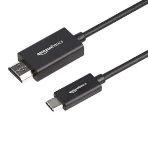 amazon basics premium aluminum usb-c (source) to hdmi (display) cable adapter (thunderbolt 3 compatible) 4k@60hz, 6-foot, black