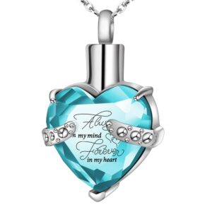 xiuda crystal urn necklace for human ashes heart birthstone memorial cremation jewelry ash necklace for women