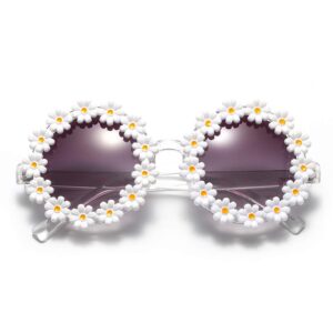 dollger daisy sunglasses for women flower round fashion rave party disco fun festival retro sunglasses girls gift