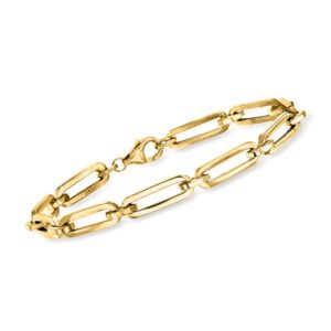 ross-simons italian 14kt yellow gold paper clip link bracelet. 7 inches