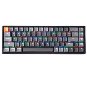 keychron k6 hot swappable wireless bluetooth 5.1/wired mechanical gaming keyboard, 65% compact 68-key rgb led backlit n-key rollover, aluminum frame for mac windows gateron g pro brown switch