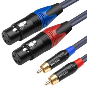 disino dual female xlr to dual rca cable, heavy duty 2-xlr female to 2 rca/phone plug male hifi stereo audio connection microphone cable interconnect lead wire - 5 feet /1.5 meters