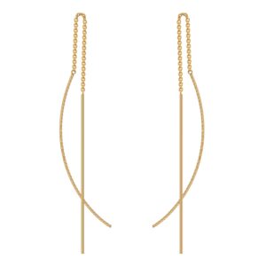 nokmit threader earrings for women 14k gold tone long lightweight dangle drop earrings dainty curved bar thin chain threads hypoallergenic jewelry gifts