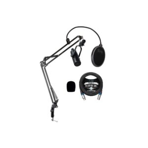 blucoil mxl bcd-1 dynamic mic for live broadcasts, podcasting, vocal recording bundle with microphone windscreen, boom arm plus pop filter, and 10-ft balanced xlr cable