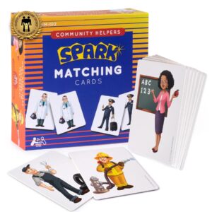 spark innovations community helpers memory matching game, memory game with picture cards, children’s games 4 and up, preschool must haves, homeschool materials