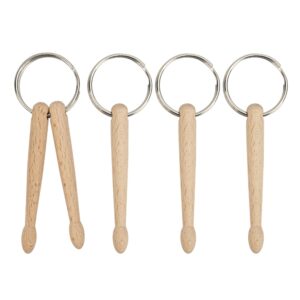 auear, 4 pieces wood drumstick keychain mini wood drumstick keychain with one stick and two sticks drumstick keychain for drummer