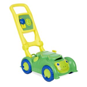 melissa & doug sunny patch snappy turtle lawn mower - pretend play toy for kids - turtle-themed pretend kids lawn mower developmental push toy for toddlers