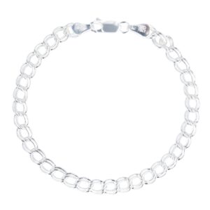 pori jewelers 925 sterling silver italian charm link chain bracelet for men and women - size 7.5