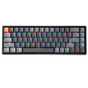 keychron k6 hot swappable wireless bluetooth 5.1/wired mechanical gaming keyboard, 65% compact 68-key rgb led backlit n-key rollover, aluminum frame for mac windows gateron g pro red switch