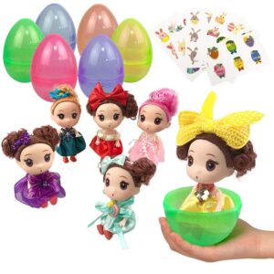 unglinga jumbo easter eggs basket stuffers with fashion beauty doll baby girls decorations and stickers for girls toddler kids gift surprise egg toy party supplies pack of 6