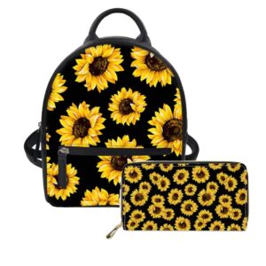 advocator sunflower mini backpack purse for teen girls fashion backpack wallet set