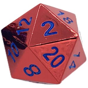 rpg dice - metal mtg & dnd of d20 polyhedral die for dungeons and dragons, magic the gathering & more - 20 sided, solid metallic, balanced feel with smooth red finish for playing & gaming