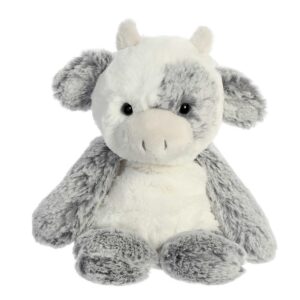 aurora® snuggly sweet & softer™ cow stuffed animal - comforting companion - imaginative play - white 9 inches