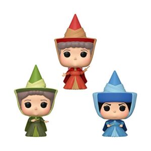 funko pop! disney: sleeping beauty - flora, fauna, & merryweather fairy godmother vinyl figure 3 pack, spring convention amazon exclusive