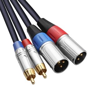 tisino dual rca to xlr cable, 2 rca to 2 xlr male hifi stereo audio connection microphone cable wire cord path cable - 6.6 feet