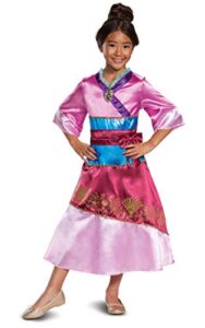 disguise disney princess mulan costume dress for girls, children's character dress up outfit, classic kids size small (4-6x) pink (14039l)