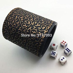 kakda-store brown leather dice cup+5pcs 14mm white dice set dgd