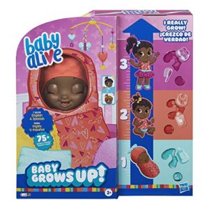 baby alive baby grows up (sweet) - sweet blossom or lovely rosie, growing and talking baby doll, toy with 1 surprise doll and 8 accessories