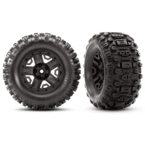 traxxas 6792 sledgehammer heavy duty 2.8 inch pre-assembled black wheels for remote control cars, pair