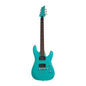 schecter c-6 deluxe 6-string electric guitar (right-hand, satin aqua)