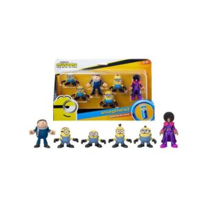 fisher-price imaginext minions figure pack, set of 6 film character figures for preschool kids ages 3-8 years