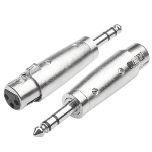 disino female xlr to 1/4 inch trs adapter,balanced xlr female to quarter inch male jack converter audio connector - 2 pack