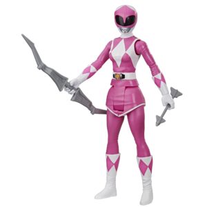 power rangers mighty morphin pink ranger 12-inch action figure toy inspired by classic tv show, with power bow accessory