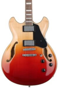 ibanez artcore as73fm semi-hollow electric guitar - transparent autumn fade