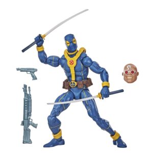 marvel hasbro legends series deadpool collection 6-inch deadpool action figure toy premium design and 4 accessories, blue