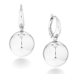 miabella 925 sterling silver italian high polished round bead ball dangle leverback earrings for women 12mm, 14mm made in italy (14mm (9/16 inch))