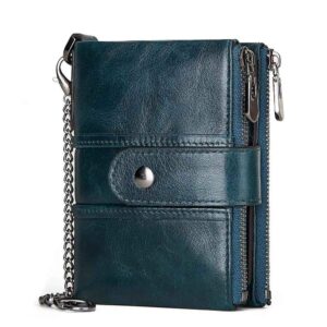 harpimer womens purse leather wallet rfid blocking ladies purses with with coin pocket 16 card holder (blue)