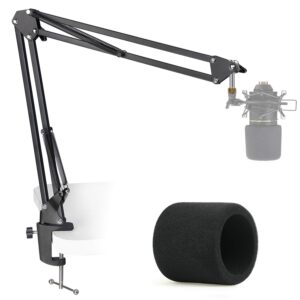 mxl 770 990 microphone stand with pop filter - mic suspension boom scissor arm stand with foam windscreen for mxl mics 990 770 by youshares