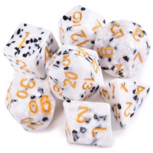 wiz dice - dnd dice set for tabletop rpg adventure games with a dice box - polyhedral dice set, suitable for dungeons and dragons, mtg and dice games alike - cookies and cream - 7 ct